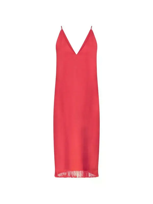 FFORME Bella Fringed Midi Dress - Red