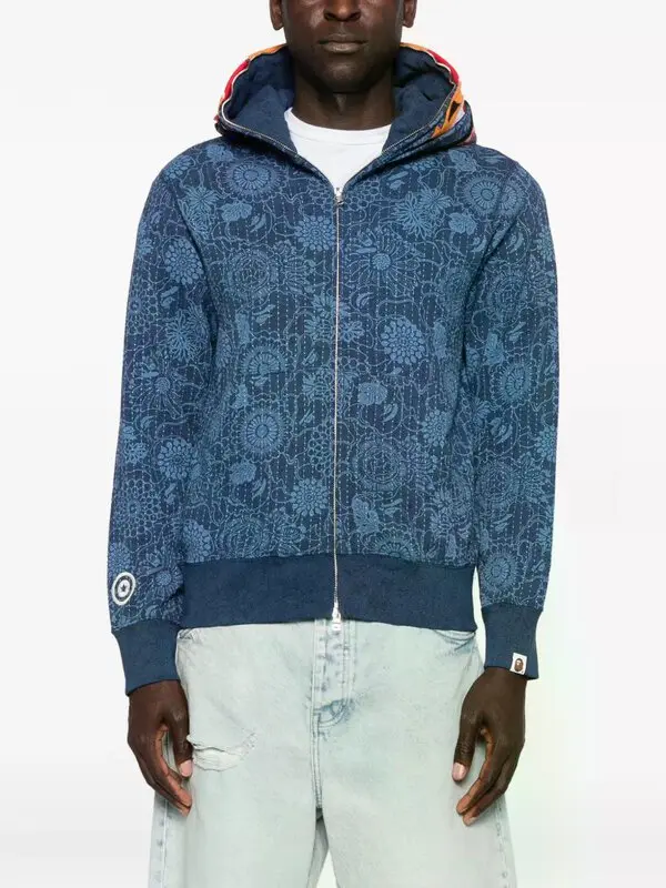 A BATHING APE Floral-print Shark Hoodie