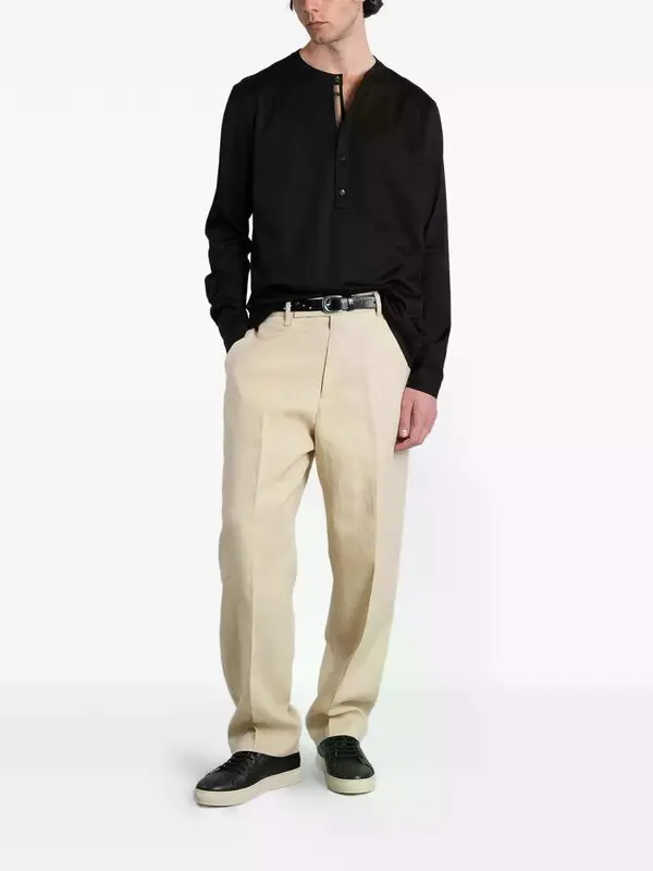 Paul Smith Artist Stripe Henley Neck Long Sleeve Sweater