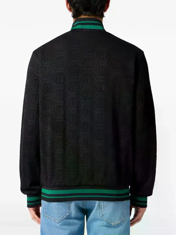 Philipp Plein Jacquard Monogram Zip-up Sweatshirt
