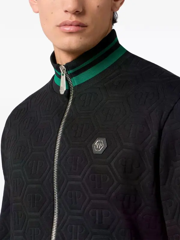 Philipp Plein Jacquard Monogram Zip-up Sweatshirt