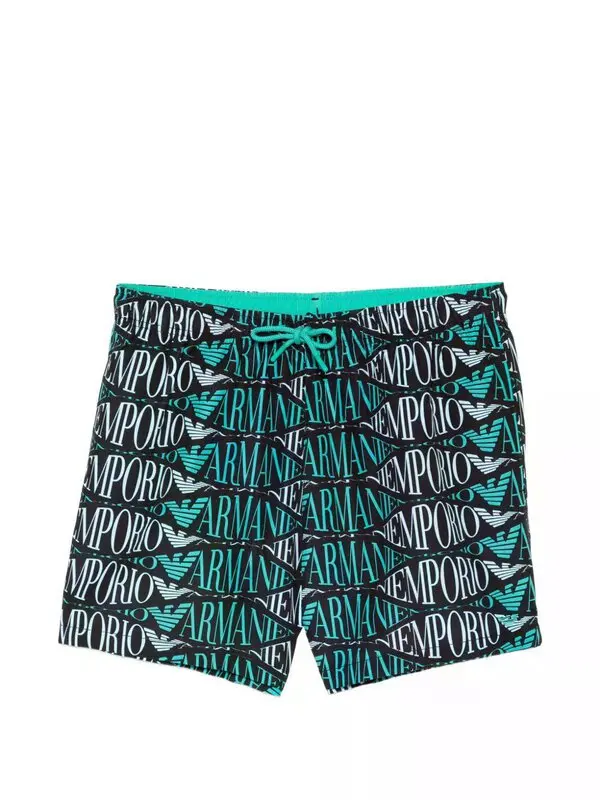 Emporio Armani Logo-print Drawstring Swim Shorts - Black