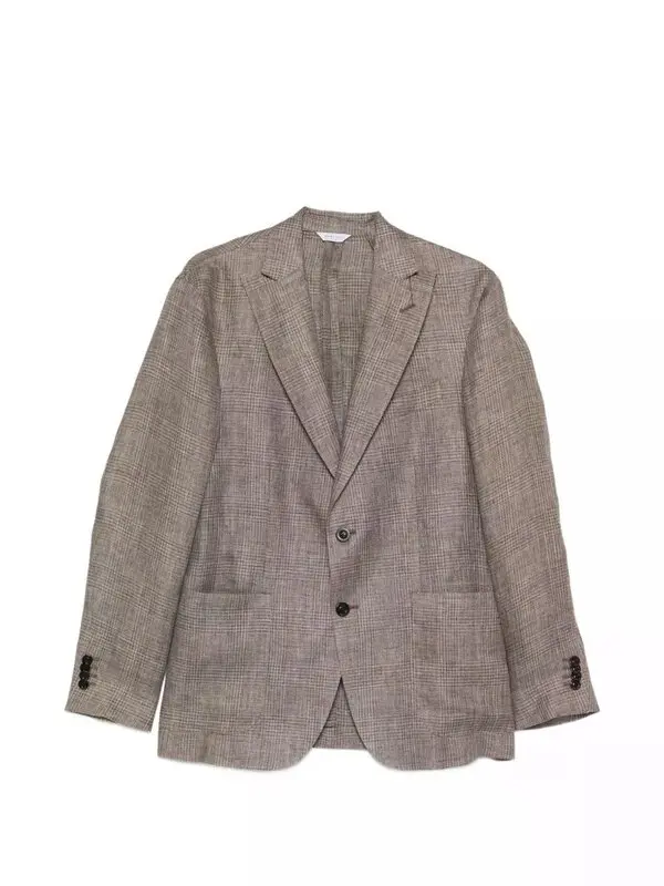 Boglioli Prince Of Wales Check Linen Blazer - Neutrals