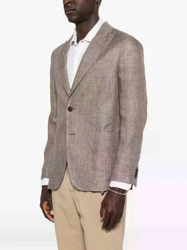 Boglioli Prince Of Wales Check Linen Blazer - Neutrals
