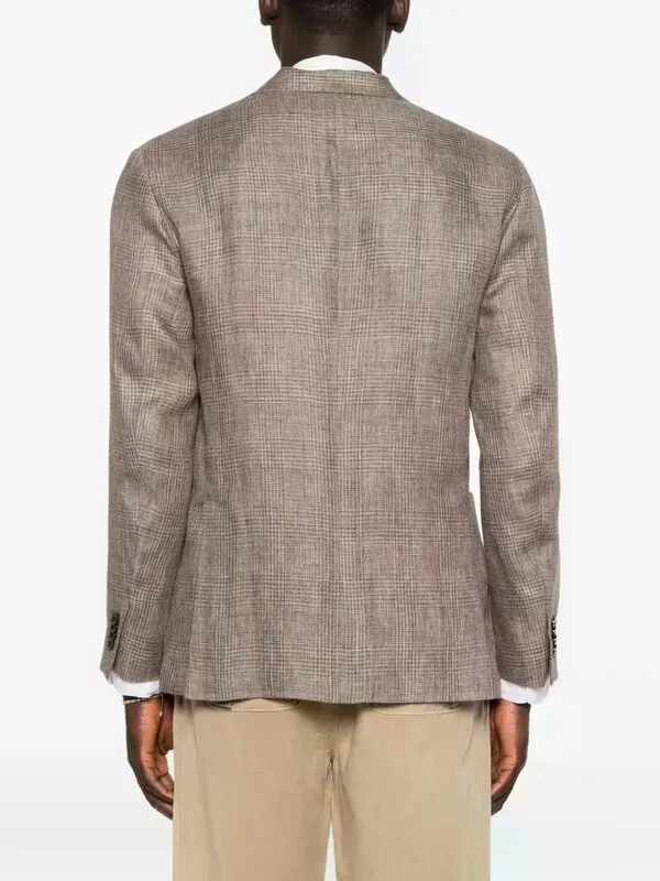 Boglioli Prince Of Wales Check Linen Blazer - Neutrals