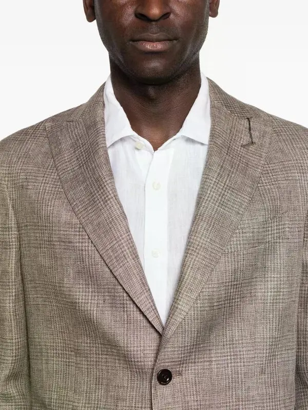 Boglioli Prince Of Wales Check Linen Blazer - Neutrals