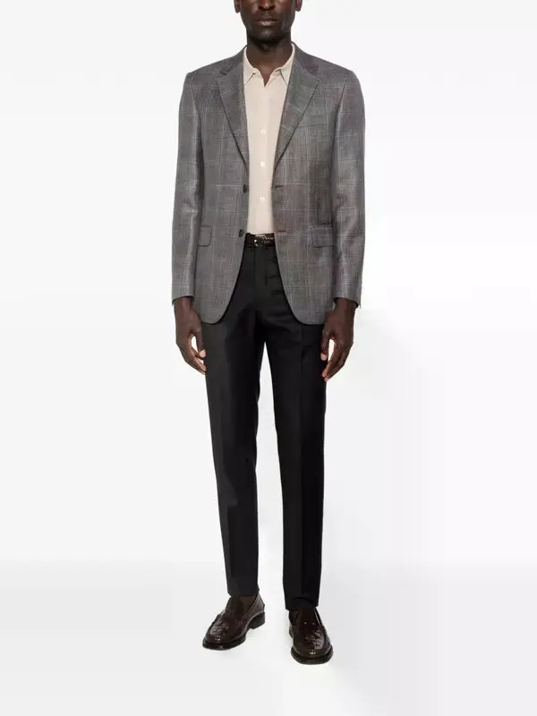 Canali Check-pattern Single-breasted Blazer - Grey