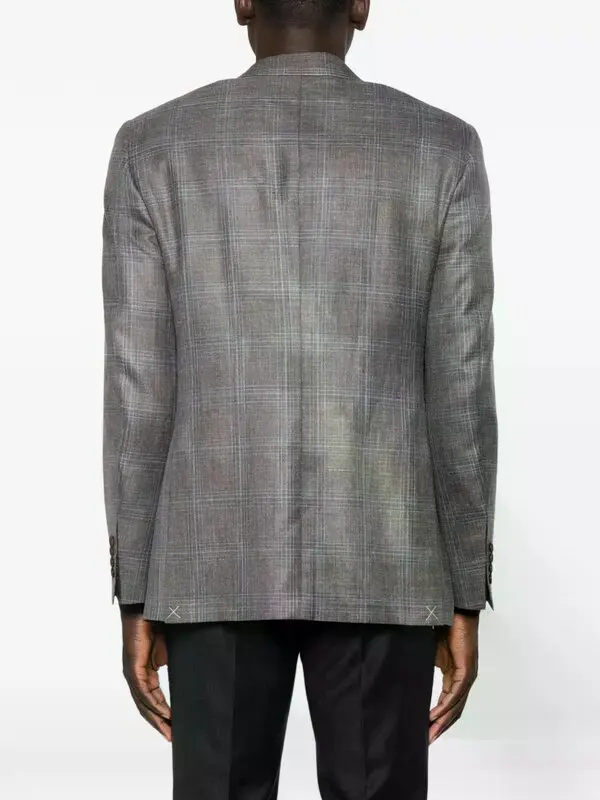 Canali Check-pattern Single-breasted Blazer - Grey