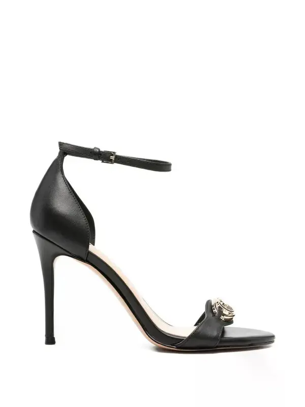 Guess Leather Logo Plaque Stiletto Sandals - Black