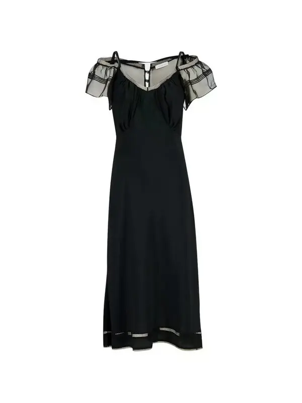 Rabanne Cold-shoulder Midi Dress With Mesh Panelling - Black