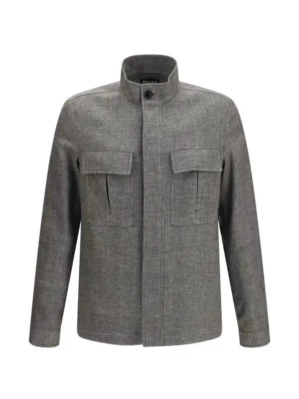 Zegna High-neck Shirt Jacket With Flap Pockets