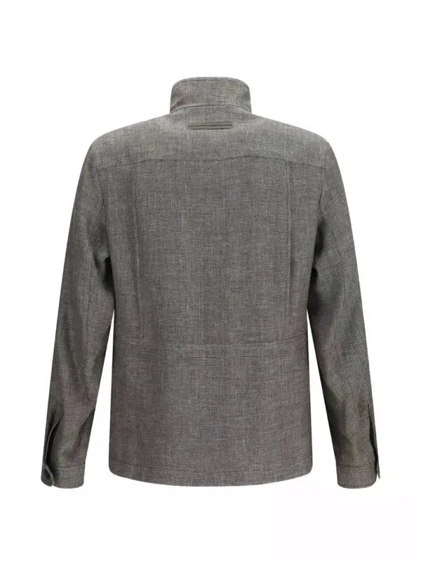 Zegna High-neck Shirt Jacket With Flap Pockets