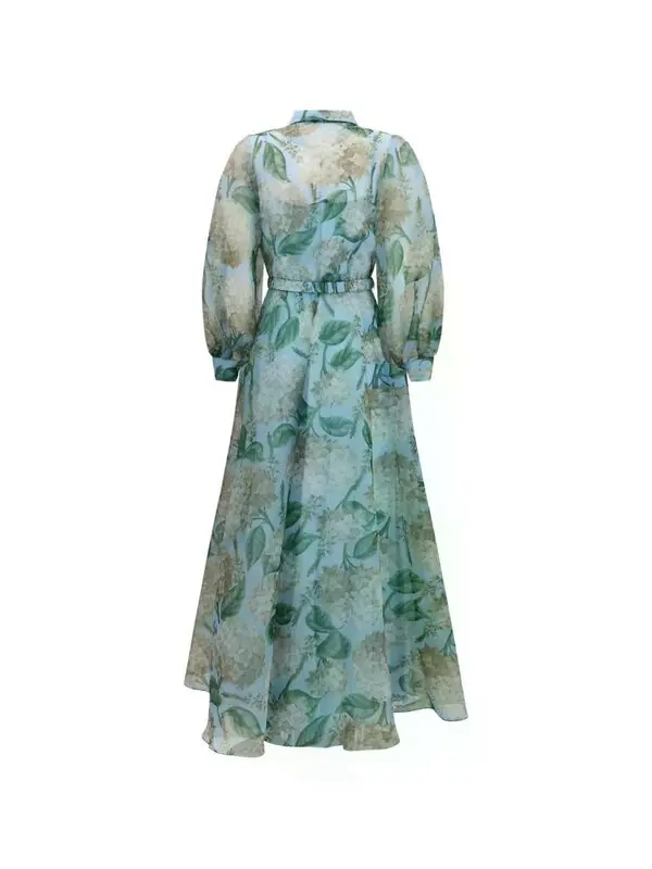 NISSA Belted Floral-print Maxi Dress