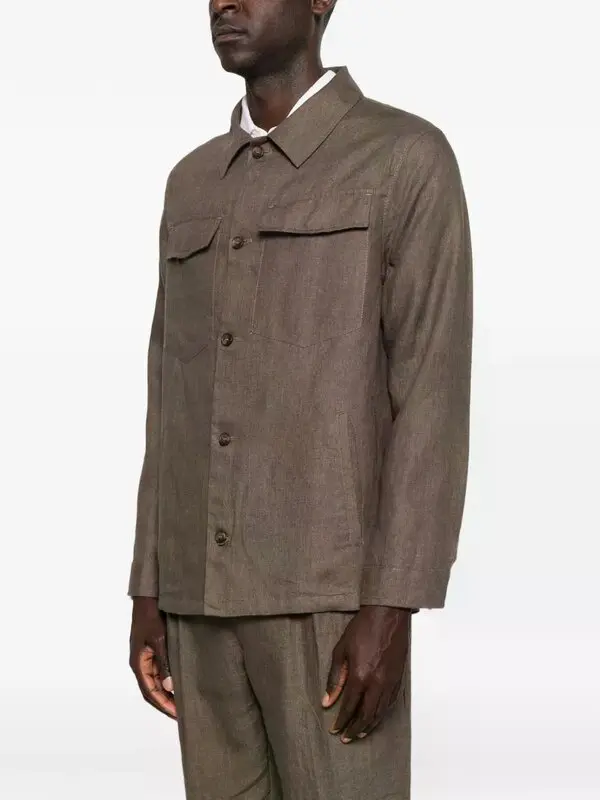 WHITE SAND Buttoned Flap-pockets Jacket