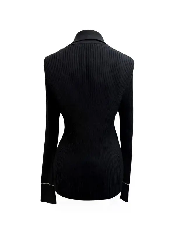 Sandro Ribbed-knit Piped-trim Cardigan
