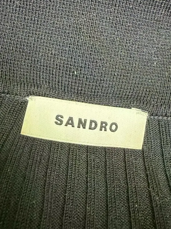 Sandro Ribbed-knit Piped-trim Cardigan