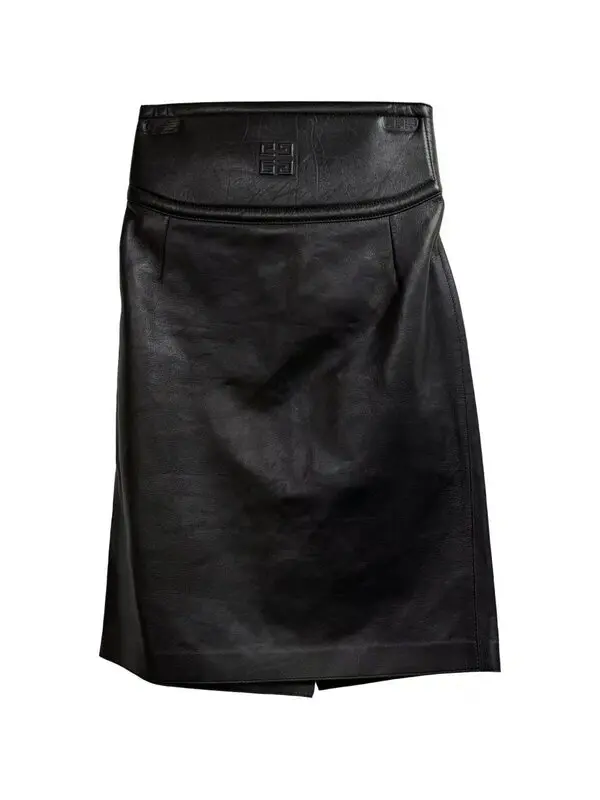 Givenchy Lambskin Cutout Logo Detail Midi Skirt - Black