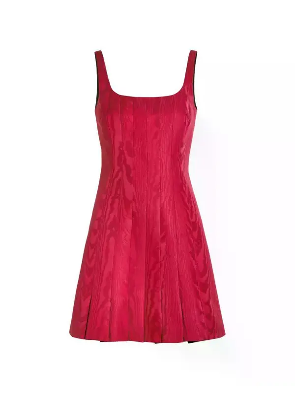 EMILIA WICKSTEAD Sascha Moiré-effect Pleated Mini Dress - Red