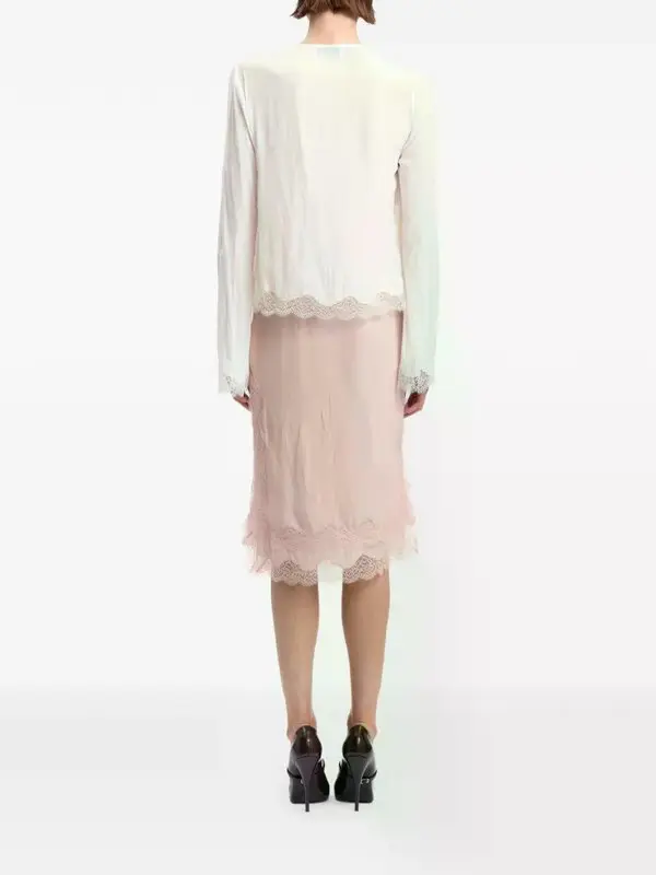 16Arlington Liri Crystal Embellished Lace Trim Midi Skirt - Pink