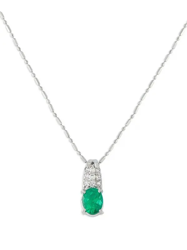 LB EXCLUSIVE Emerald And Diamond Platinum Necklace - Silver