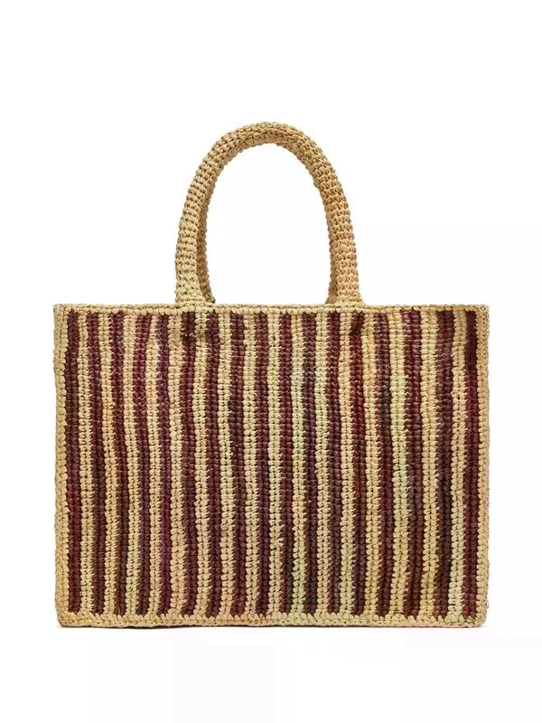 MC2 SAINT BARTH Striped Raffia Tote Bag - Red