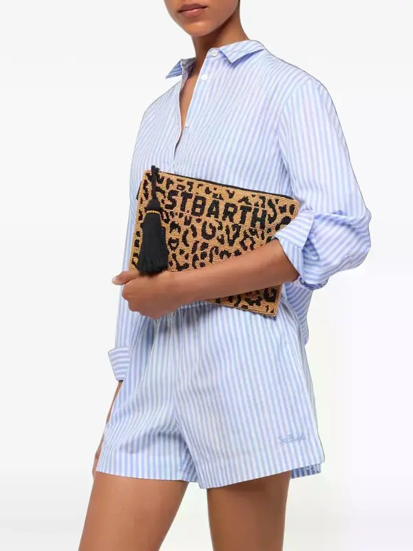 MC2 SAINT BARTH Beaded Leopard Print Clutch Bag