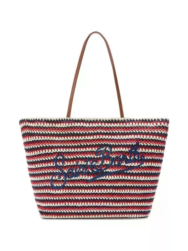 MC2 SAINT BARTH Striped Crochet Tote Bag - Red