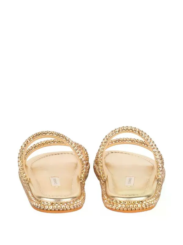 Casadei Embellished Double Strap Flat Sandals - Gold