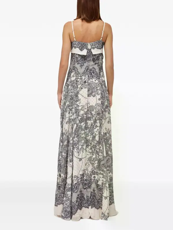 BLUGIRL Lace-print Spaghetti-strap Dress - Neutrals