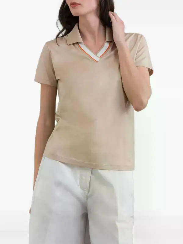 MOORER Striped-trim Polo Shirt - Neutrals