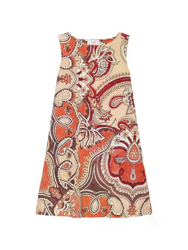 Malìparmi Paisley-print Sleeveless Flared Dress - Neutrals
