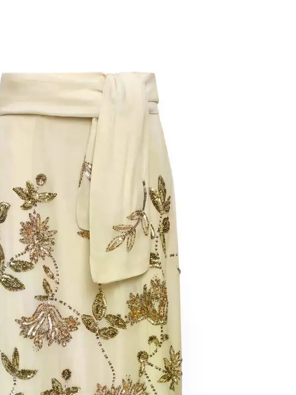 Malìparmi Silver Garden Sequin-embellished Skirt - Neutrals