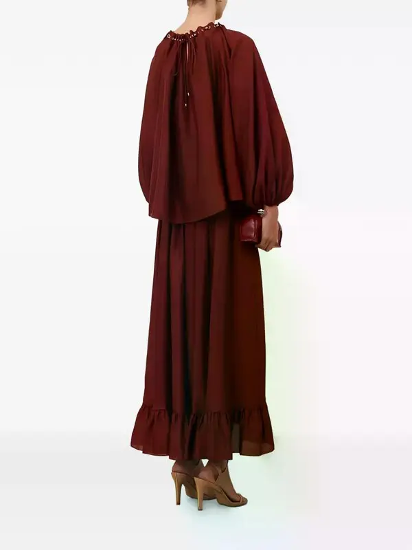 Zimmermann Aster Gathered Bead Blouse - Red