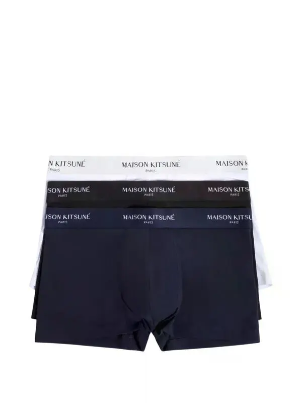 Maison Kitsuné Logo-waistband Boxer Pack - Blue
