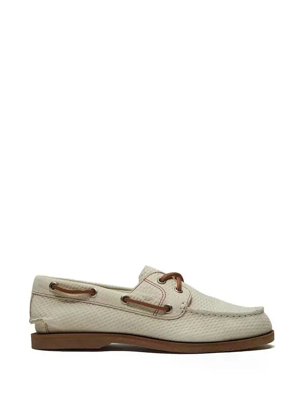 Timberland Debossed Logo Leather Boat Shoes