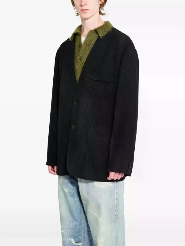 A.PRESSE Tweed Collarless Blazer