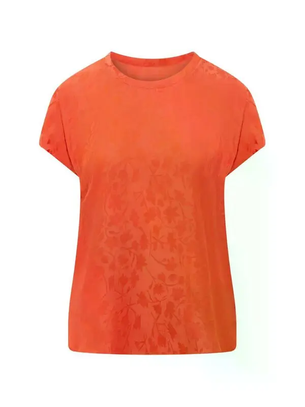 Pinko Floral Jacquard Short Sleeve Blouse - Orange