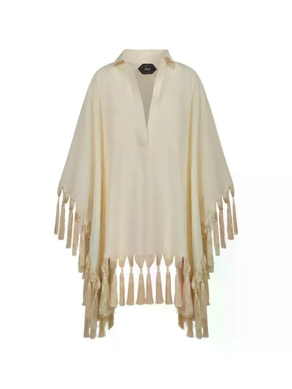 TALLER MARMO Aguas Blancas Tassel-trimmed Kaftan - Neutrals