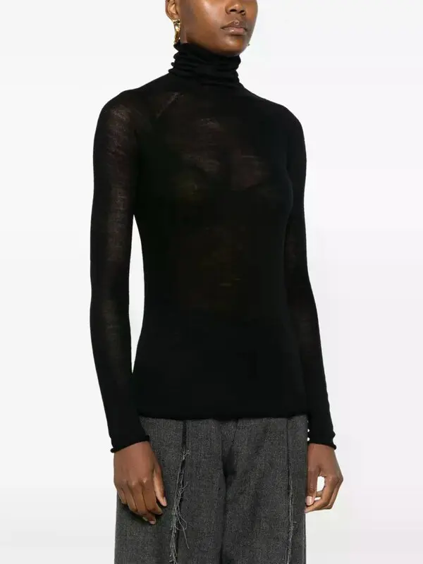 ROBERTO COLLINA Fine Knit Semi-sheer Roll Neck Sweater