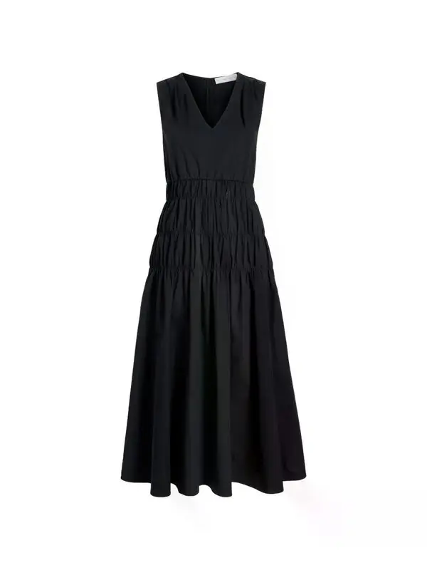 Proenza Schouler White Label Smocked Poplin Midi Dress - Black