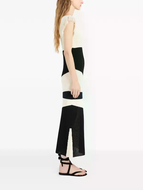 Proenza Schouler Saskia Fringe-trimmed Intarsia Midi Dress - Black
