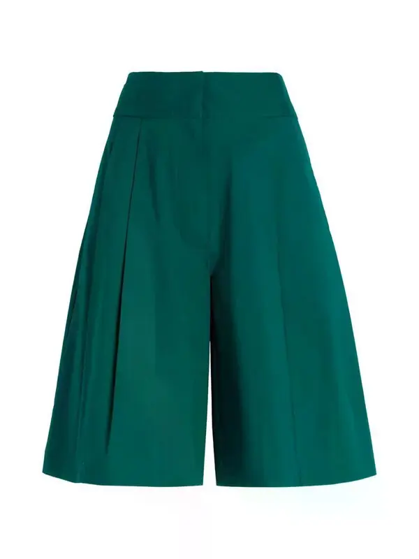 Proenza Schouler White Label Clio Pleated Poplin Shorts - Green