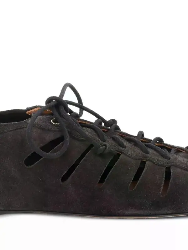Isabel Marant Étoile Leyza Lace-up Cut-out Ballet Flats - Black