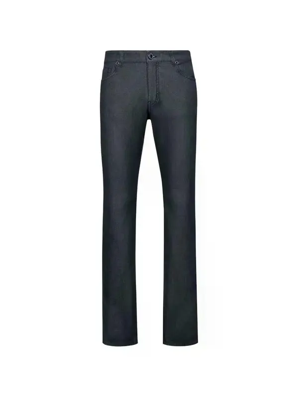 BILLIONAIRE Regular Fit Jeans With Alligator-skin Trim - Blue