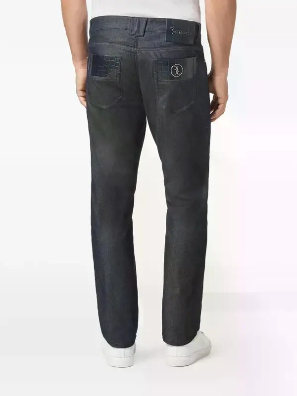 BILLIONAIRE Regular Fit Jeans With Alligator-skin Trim