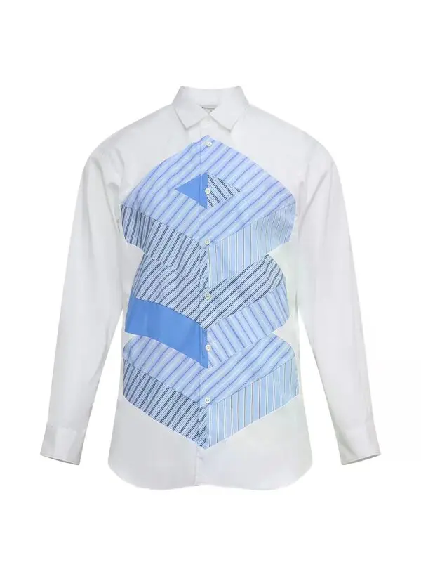 Comme Des Garçons Patchwork Striped Shirt - White