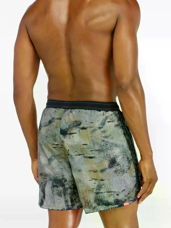 DIESEL® Logo-print Drawstring Swim Shorts - Grey
