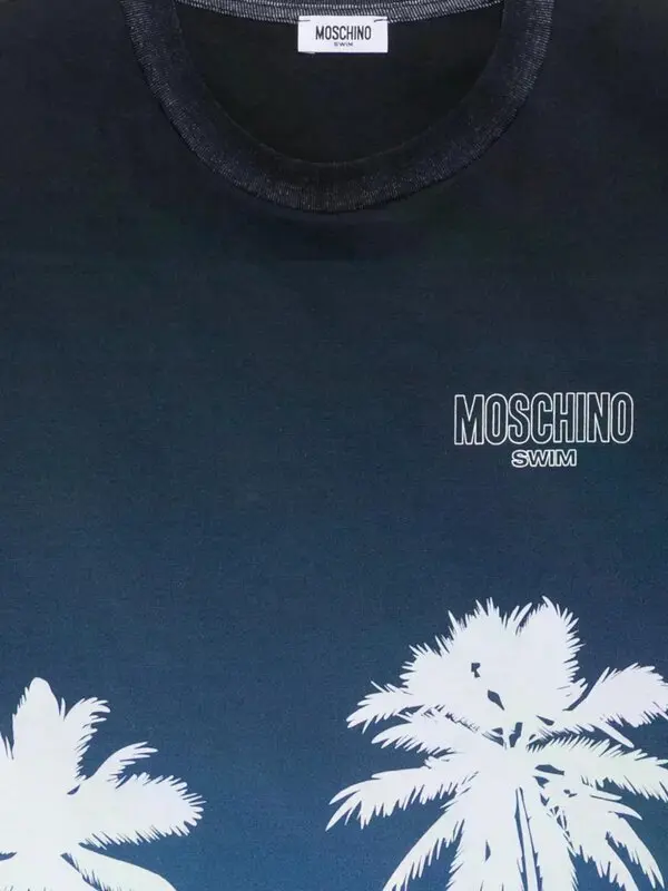 Moschino Palm-print Ombré T-shirt - Blue