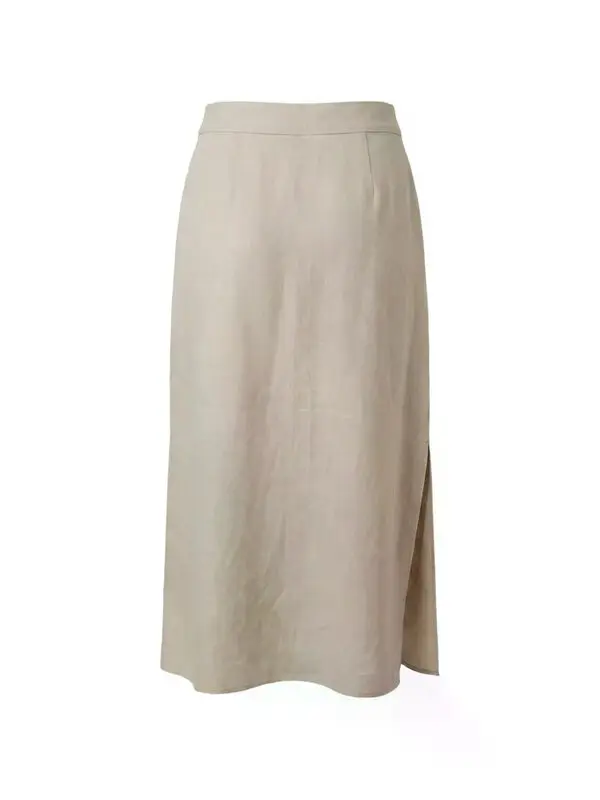 Peserico Beige Woven Texture Midi Skirt With Side Slit
