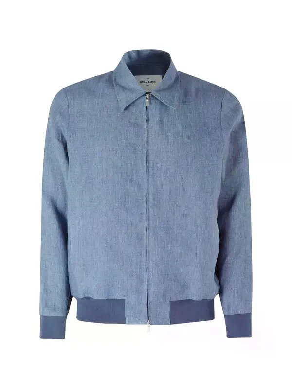GRAN SASSO Zip-up Ribbed Trim Jacket - Blue